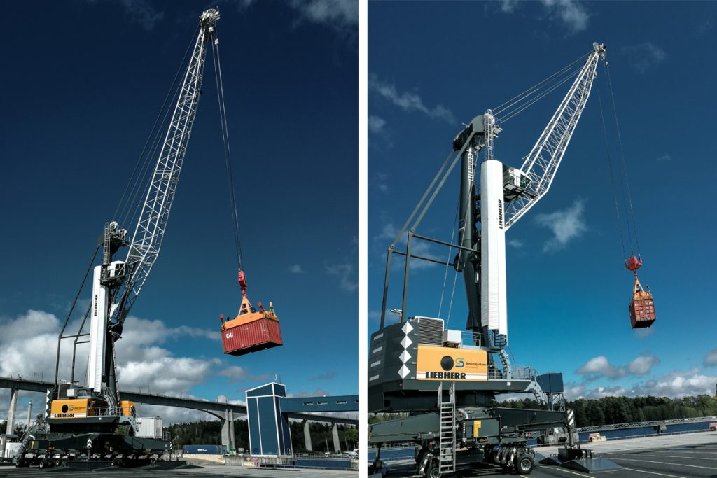 First Liebherr Mobile Harbour Crane with fossil-free diesel - Machinery ...